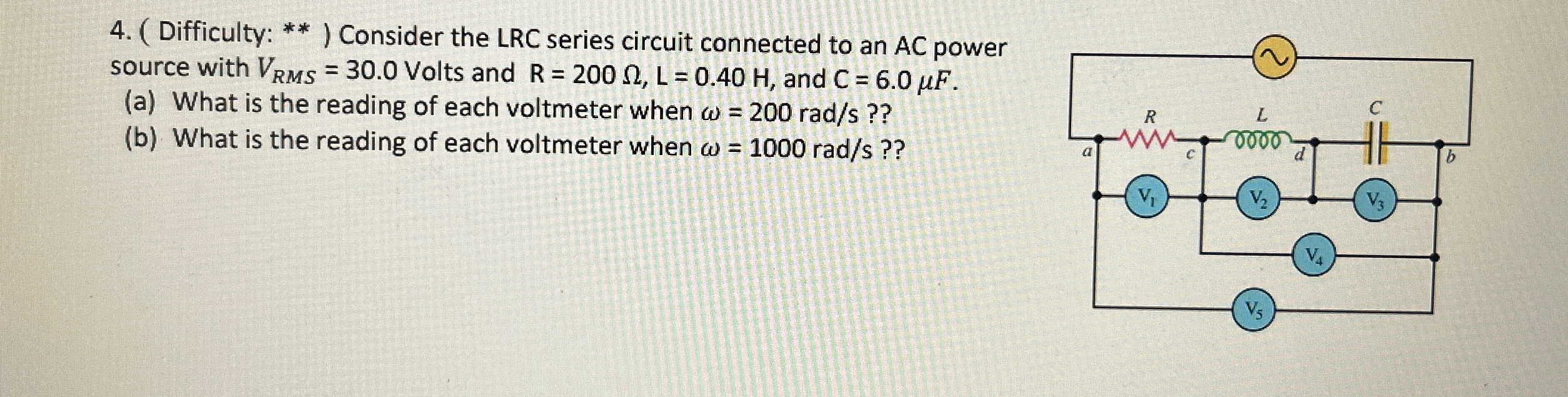 Solved Consider the LRC series circuit connected to an AC | Chegg.com