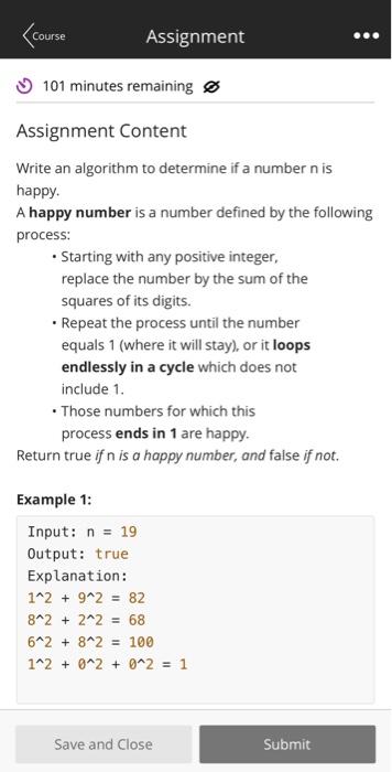 Solved 101 minutes remaining Assignment Content Write an | Chegg.com