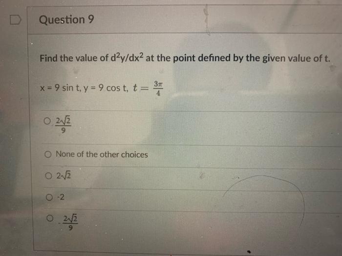 Solved Find the value of d2y/dx2 at the point defined by the | Chegg.com
