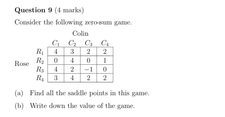 Solved Question 9 (4 ﻿marks) ﻿Consider the following | Chegg.com
