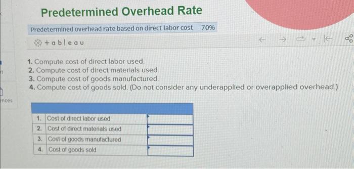 Solved Tableau DA 19-2 (Static): Exercise, Computing cost of | Chegg.com