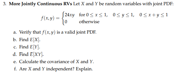 Solved More Jointly Continuous RVs Let x ﻿and Y ﻿be random | Chegg.com