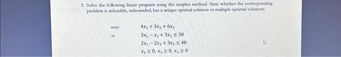 Solved 3 Solve The Following Linear Program Using The 5048