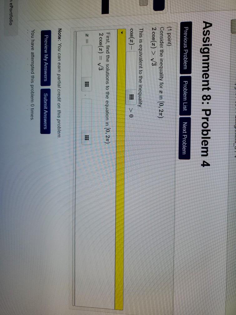 Solved Assignment 8: Problem 4 Previous Problem Problem List | Chegg.com