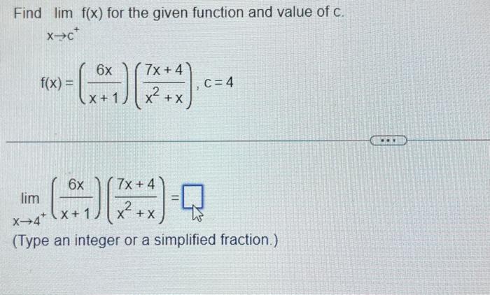 Solved Find limf(x) for the given function and value of c | Chegg.com
