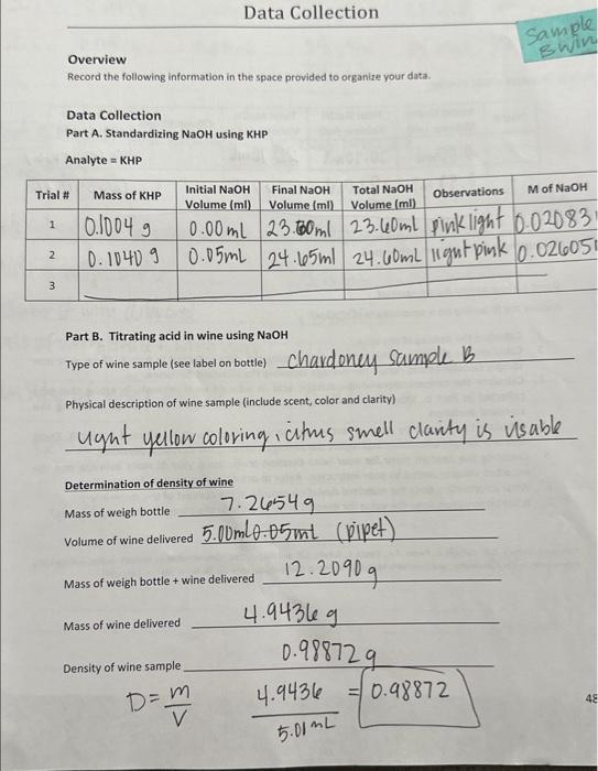 Solved Overview Record the following information in the | Chegg.com