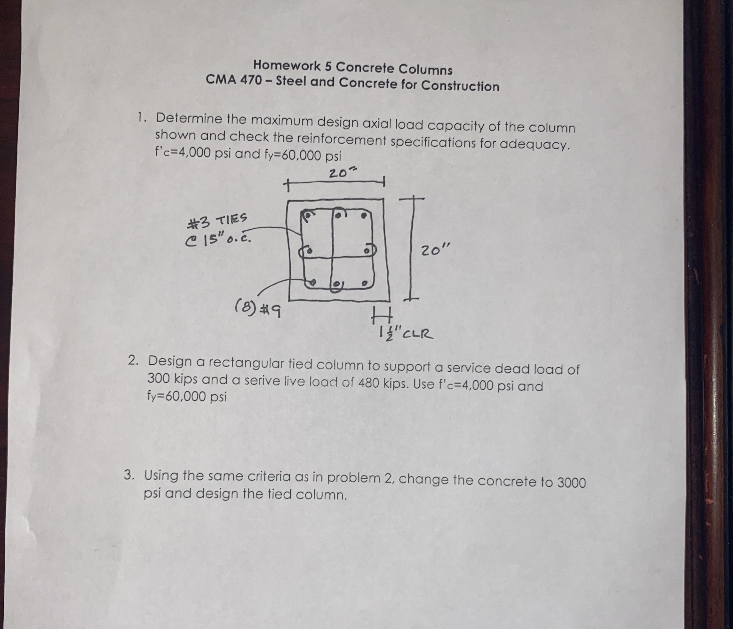 Solved 2. ﻿Design a rectangular tied column to support a | Chegg.com