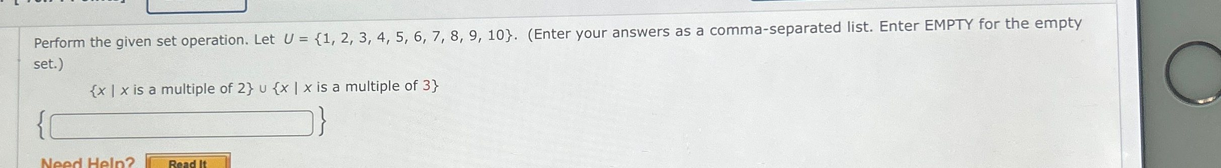 Solved Perform the given set operation. Let | Chegg.com