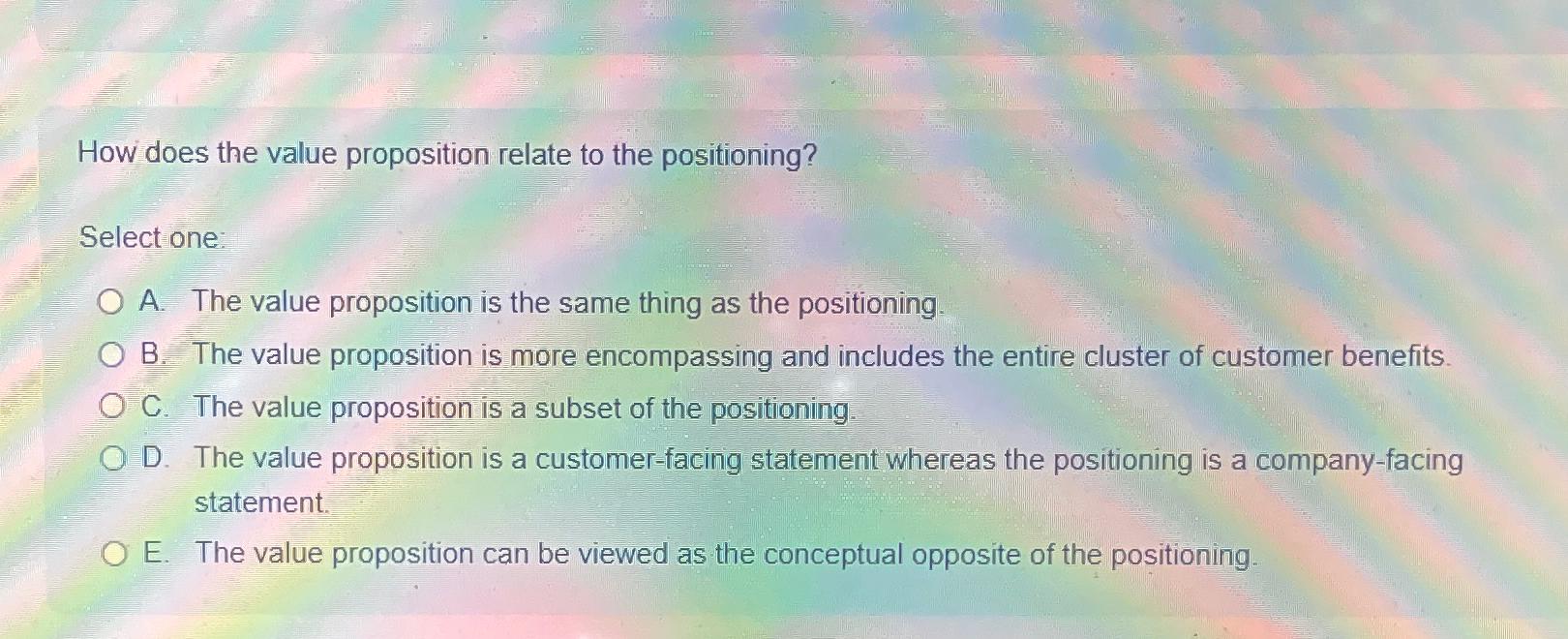 Solved How does the value proposition relate to the | Chegg.com