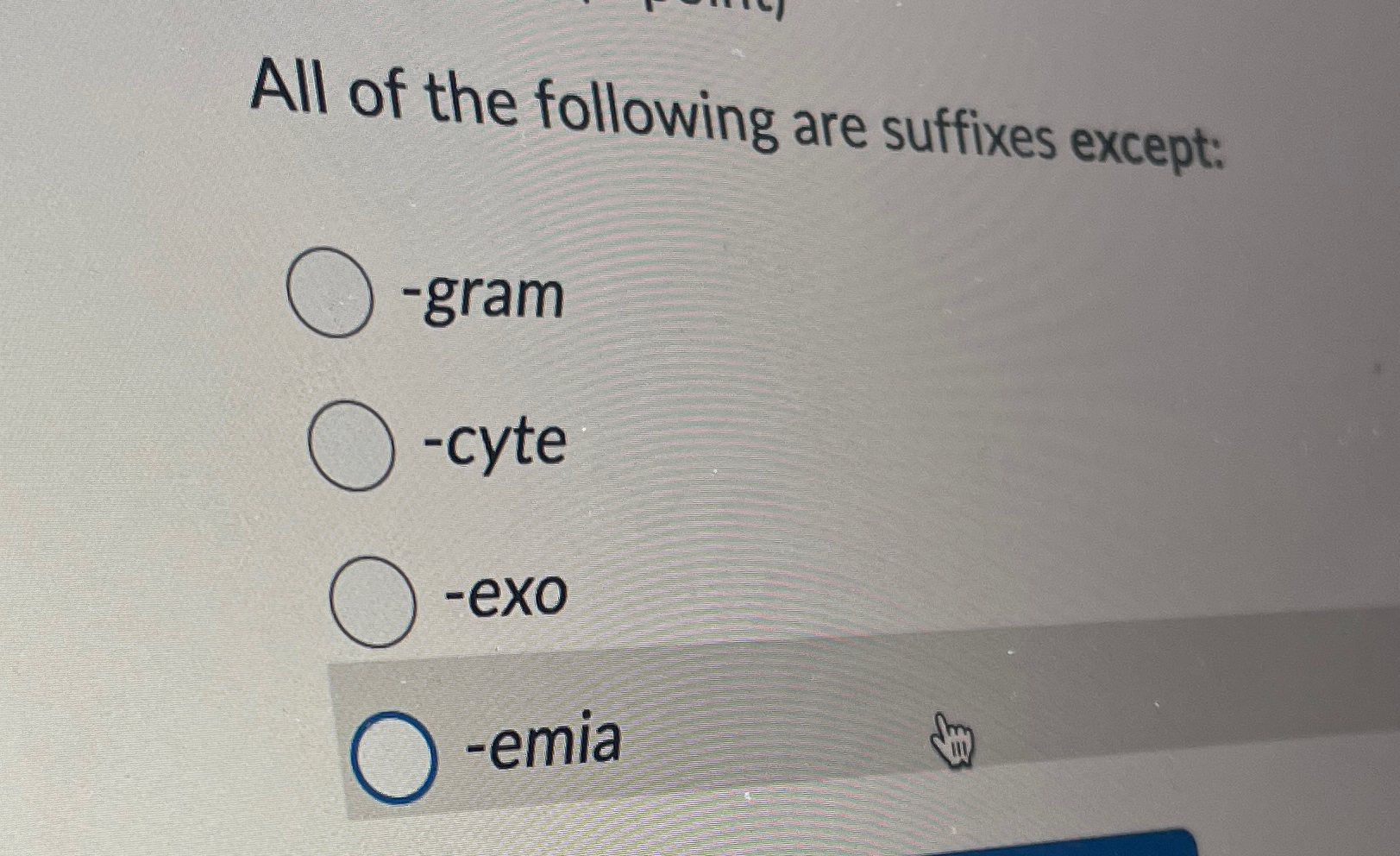 Solved All of the following are suffixes | Chegg.com