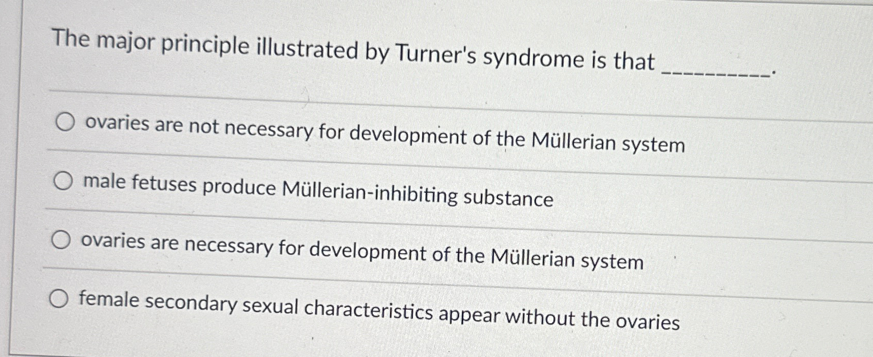 Solved The major principle illustrated by Turner's syndrome | Chegg.com