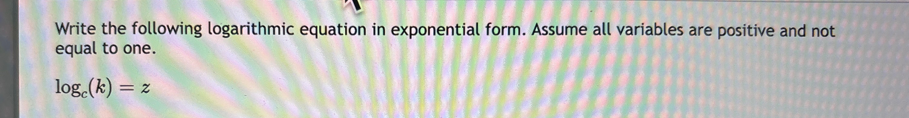 Solved Write the following logarithmic equation in | Chegg.com
