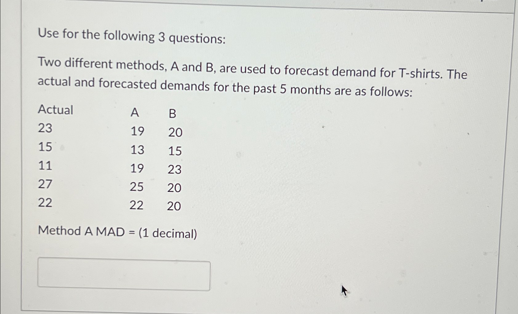 Solved Use for the following 3 ﻿questions:Two different | Chegg.com