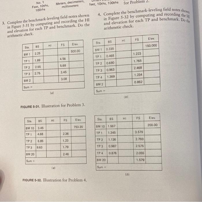 Solved 4. Complete the benchmark-leveling field notes shown | Chegg.com