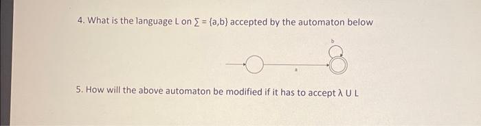 Solved 4. What is the language L on ∑={a,b} accepted by the | Chegg.com