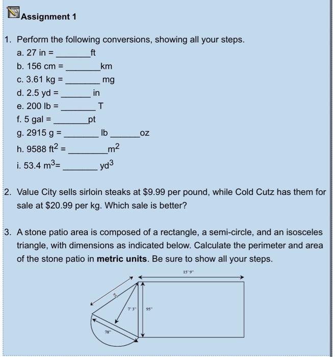 Solved Assignment 1 mg 1. Perform the following conversions, | Chegg.com