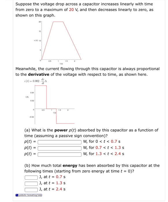 Solved Suppose the voltage drop across a capacitor increases | Chegg.com