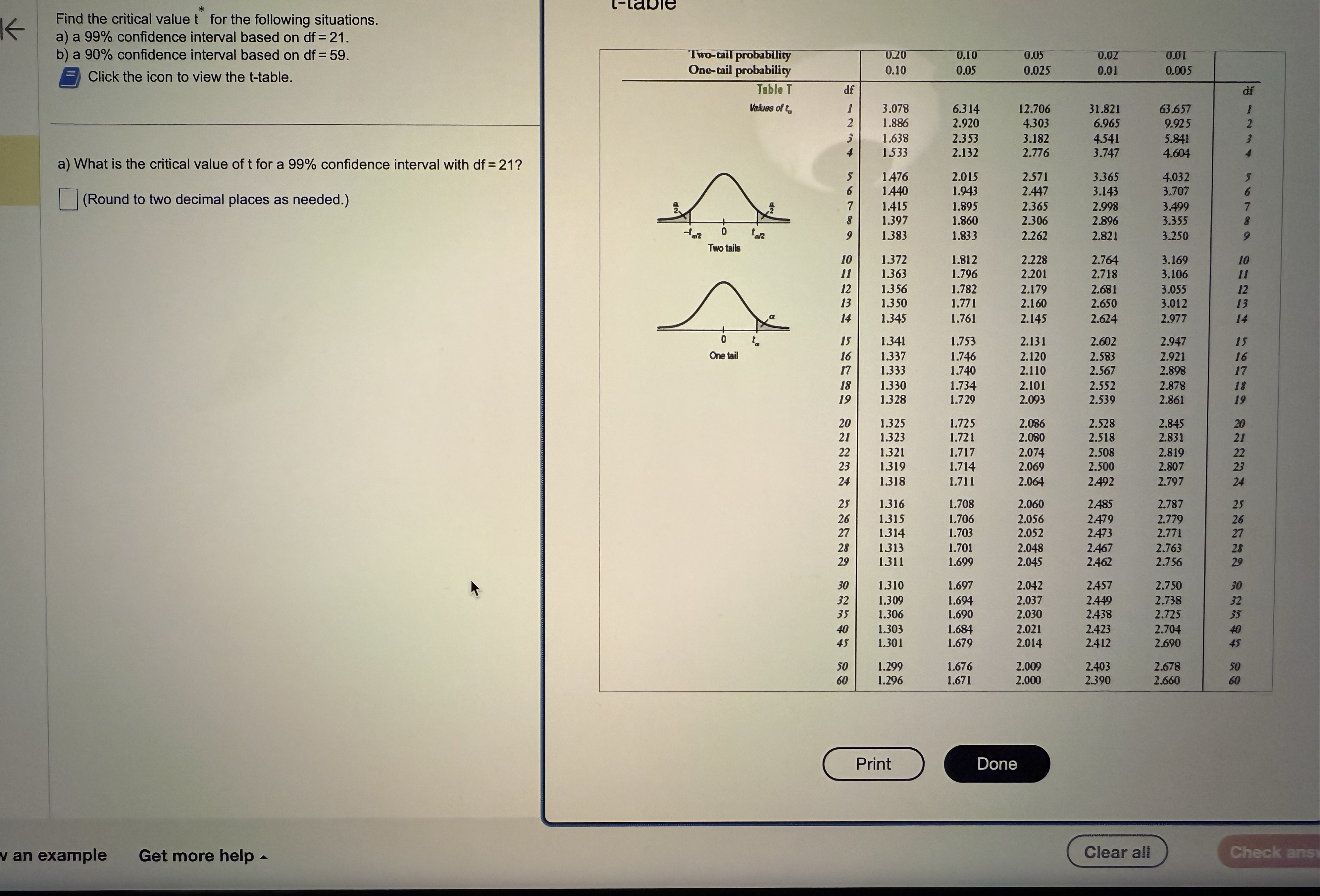 Solved Find the critical value t** ﻿for the following | Chegg.com