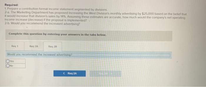 Solved Exercise 6-11 (Algo) Segmented Income Statement | Chegg.com