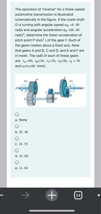 Solved The operation of "reverse" for a three-speed | Chegg.com