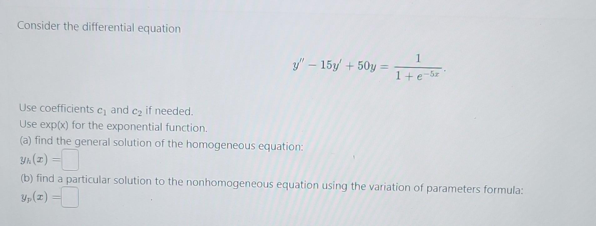 Solved Consider the differential equation | Chegg.com
