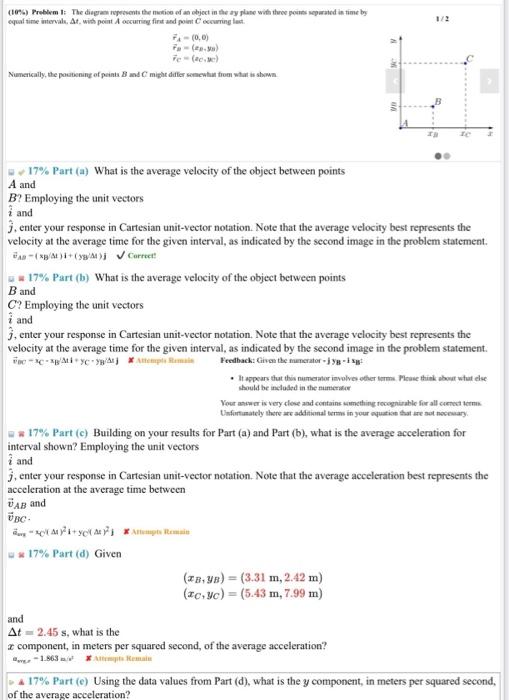 Solved equal time intervals, Δt, with point A occurring | Chegg.com