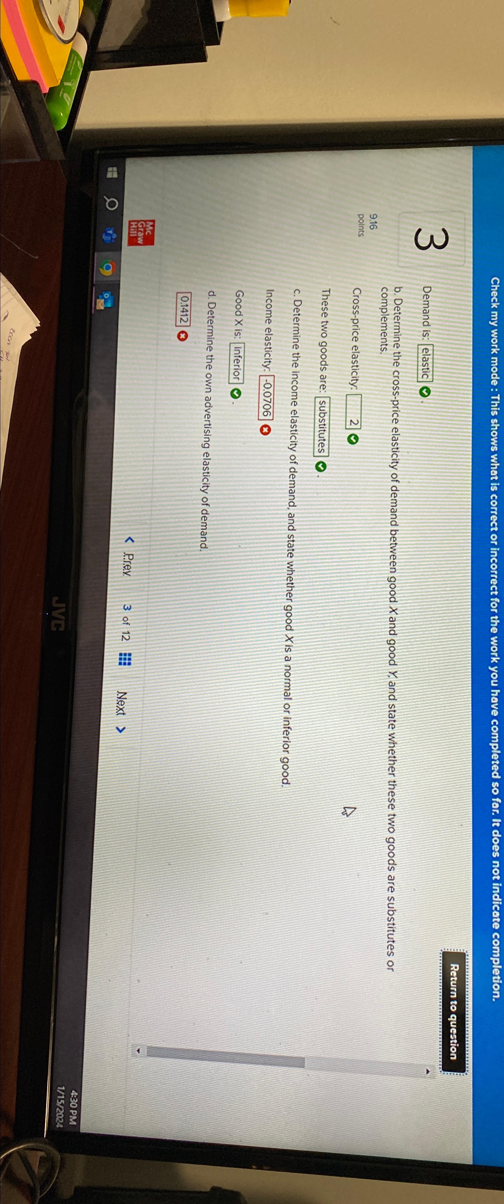 Solved Check my work mode: This shows what is correct or | Chegg.com
