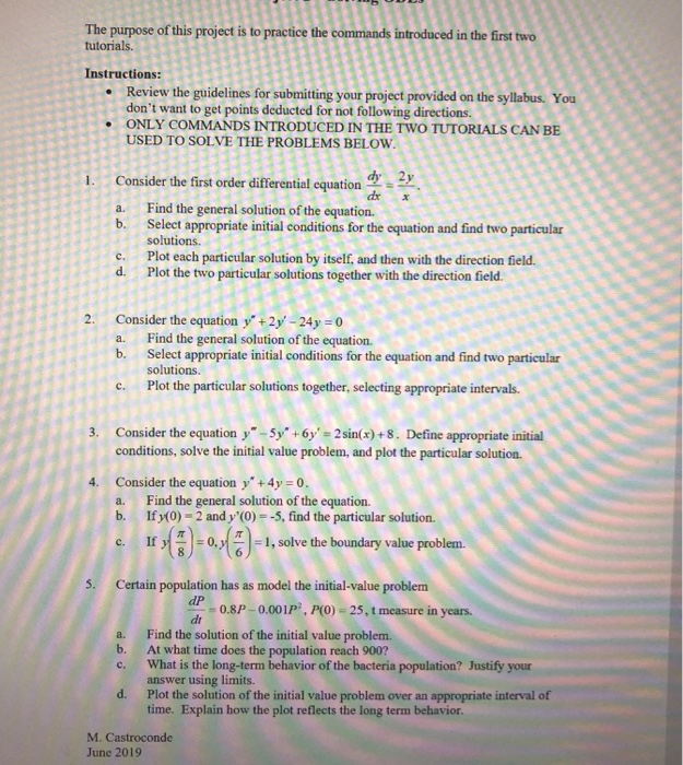 Solved The purpose of this project is to practice the | Chegg.com