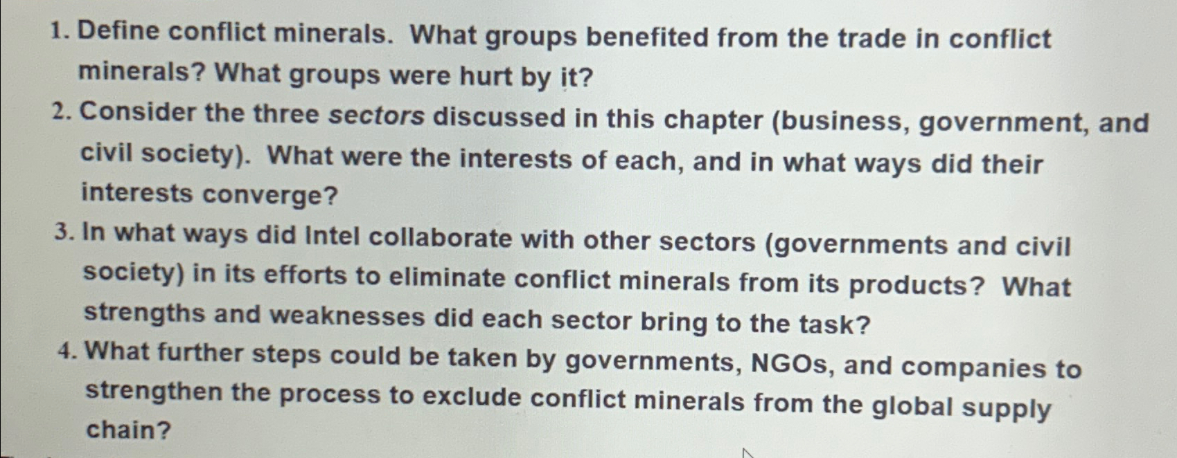 Solved Define conflict minerals. What groups benefited from | Chegg.com