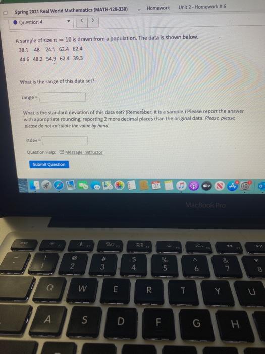 Solved Homework Unit 2 Homework #6 Spring 2021 Real World | Chegg.com