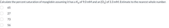 Solved Calculate the percent saturation of myoglobin | Chegg.com