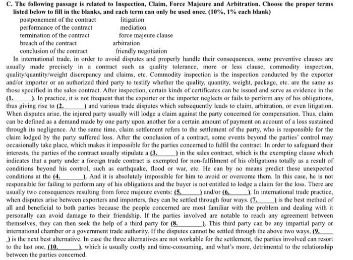 Solved C. The following passage is related to Inspection, | Chegg.com