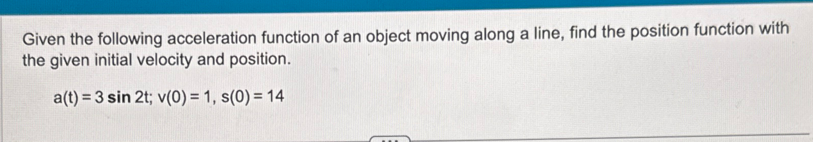 Solved Given The Following Acceleration Function Of An