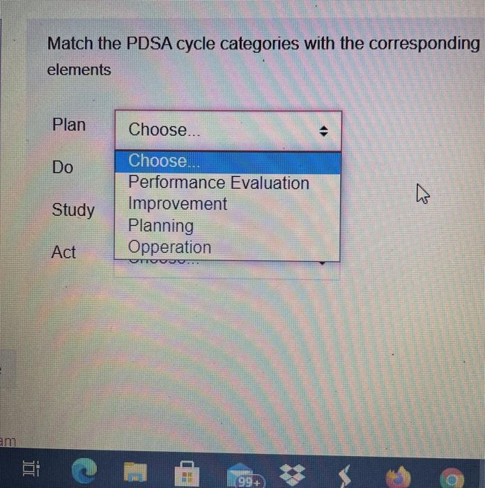 Solved Question 3 Match the PDSA cycle categories with the | Chegg.com