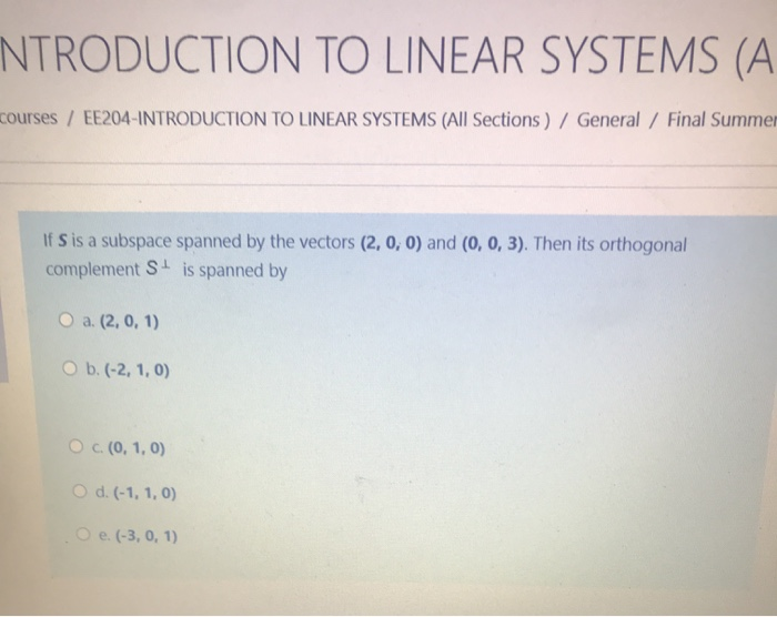 Solved NTRODUCTION TO LINEAR SYSTEMS (A courses / | Chegg.com