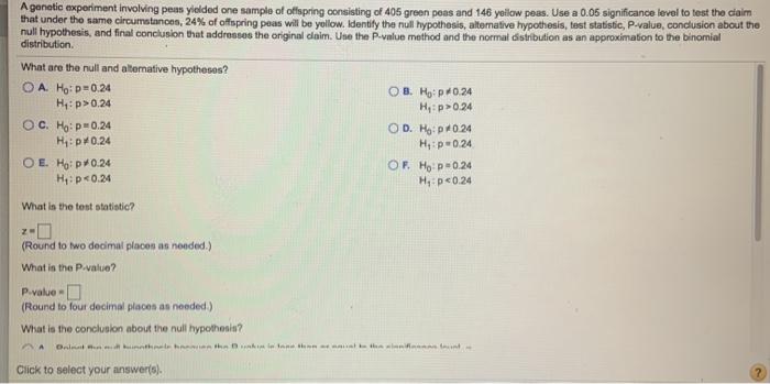 Solved A genetic experiment involving peas yielded one | Chegg.com