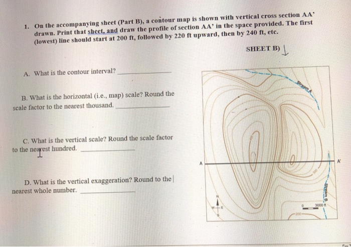 Solved 1. On the accompanying sheet (Part B), a contour map | Chegg.com