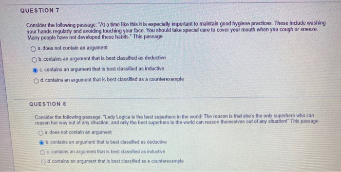 Solved QUESTION 7 Consider the following passage: "At a time | Chegg.com