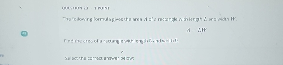 Solved QUESTION 23 - 1 POINTThe following formula gives the | Chegg.com Solved QUESTION 23 - 1 POINTThe following formula gives the | Chegg.com