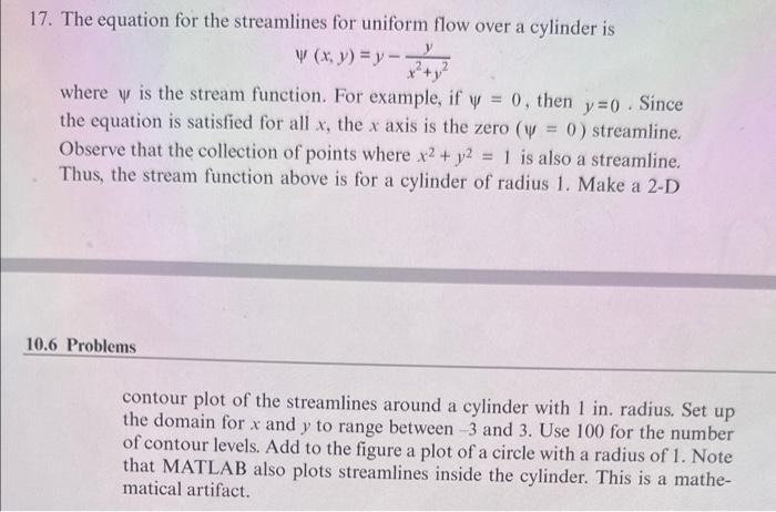 Solved 17. The equation for the streamlines for uniform flow | Chegg.com