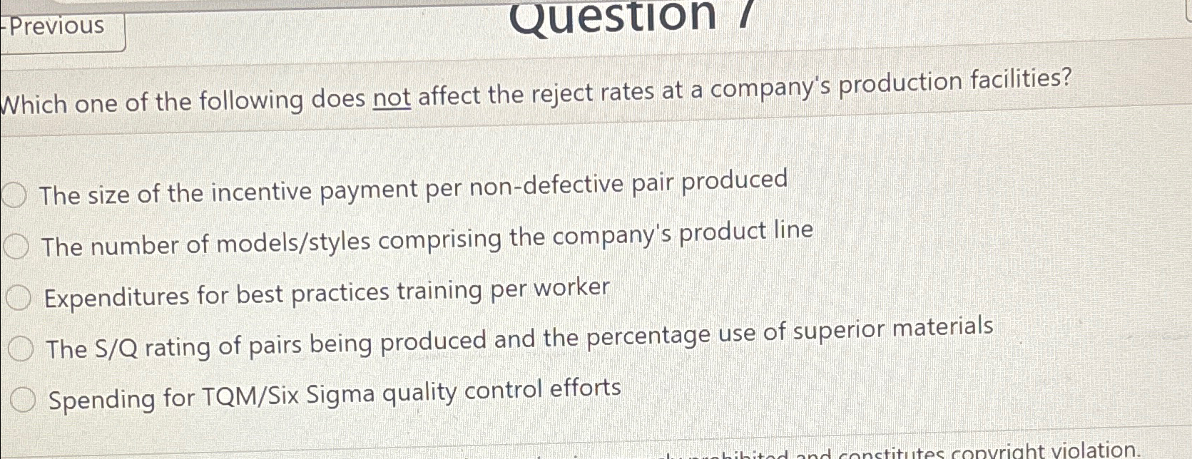 Solved PreviousQuestion /Which one of the following does not | Chegg.com