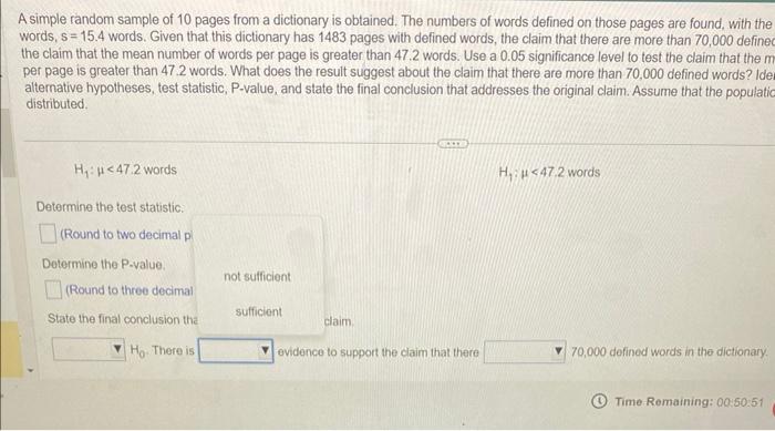 Solved A simple random sample of 10 pages from a dictionary | Chegg.com