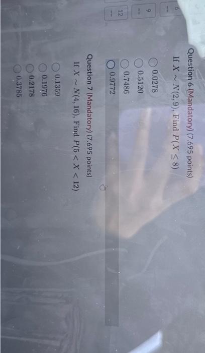 Solved Question 6 (Mandatory) (7.695 points) If X∼N(2,9), | Chegg.com