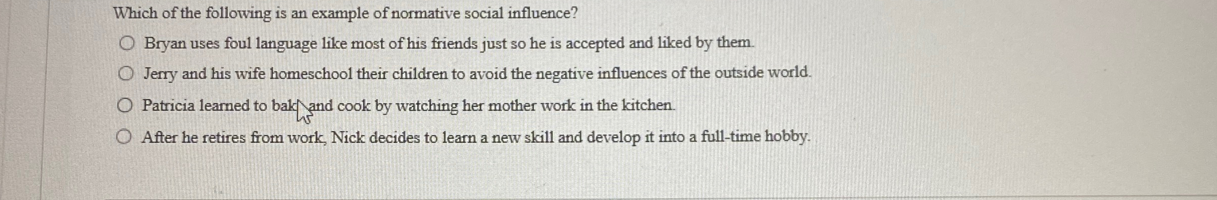 Solved Which of the following is an example of normative | Chegg.com