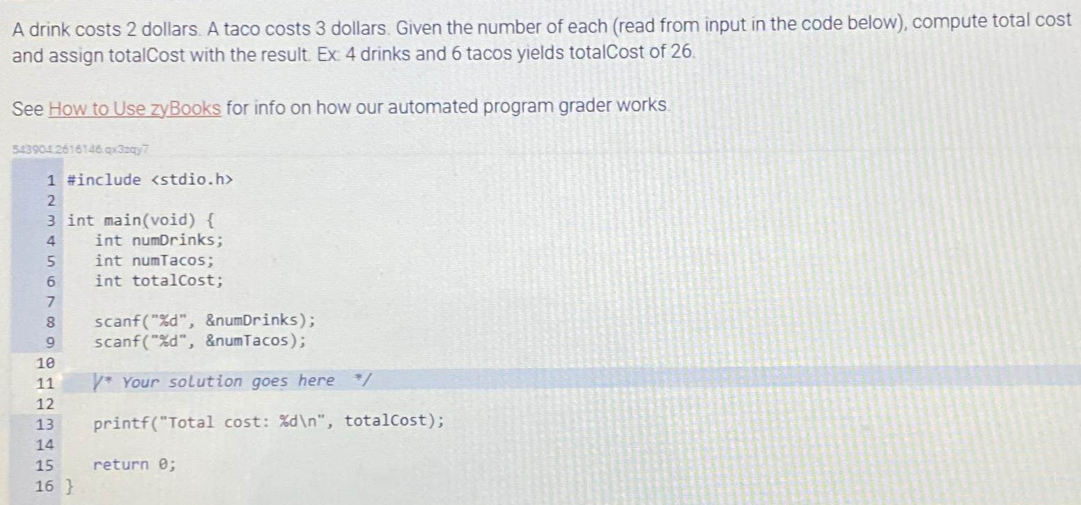 Solved A drink costs 2 ﻿dollars. A taco costs 3 ﻿dollars. | Chegg.com