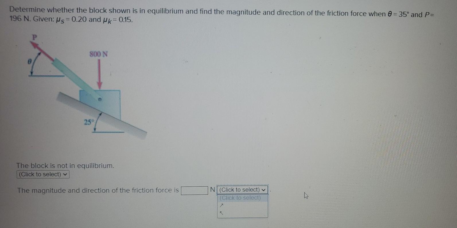 Solved Determine whether the block shown is in equilibrium | Chegg.com