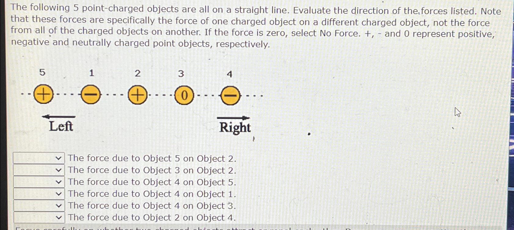 Solved The following 5 ﻿point-charged objects are all on a | Chegg.com