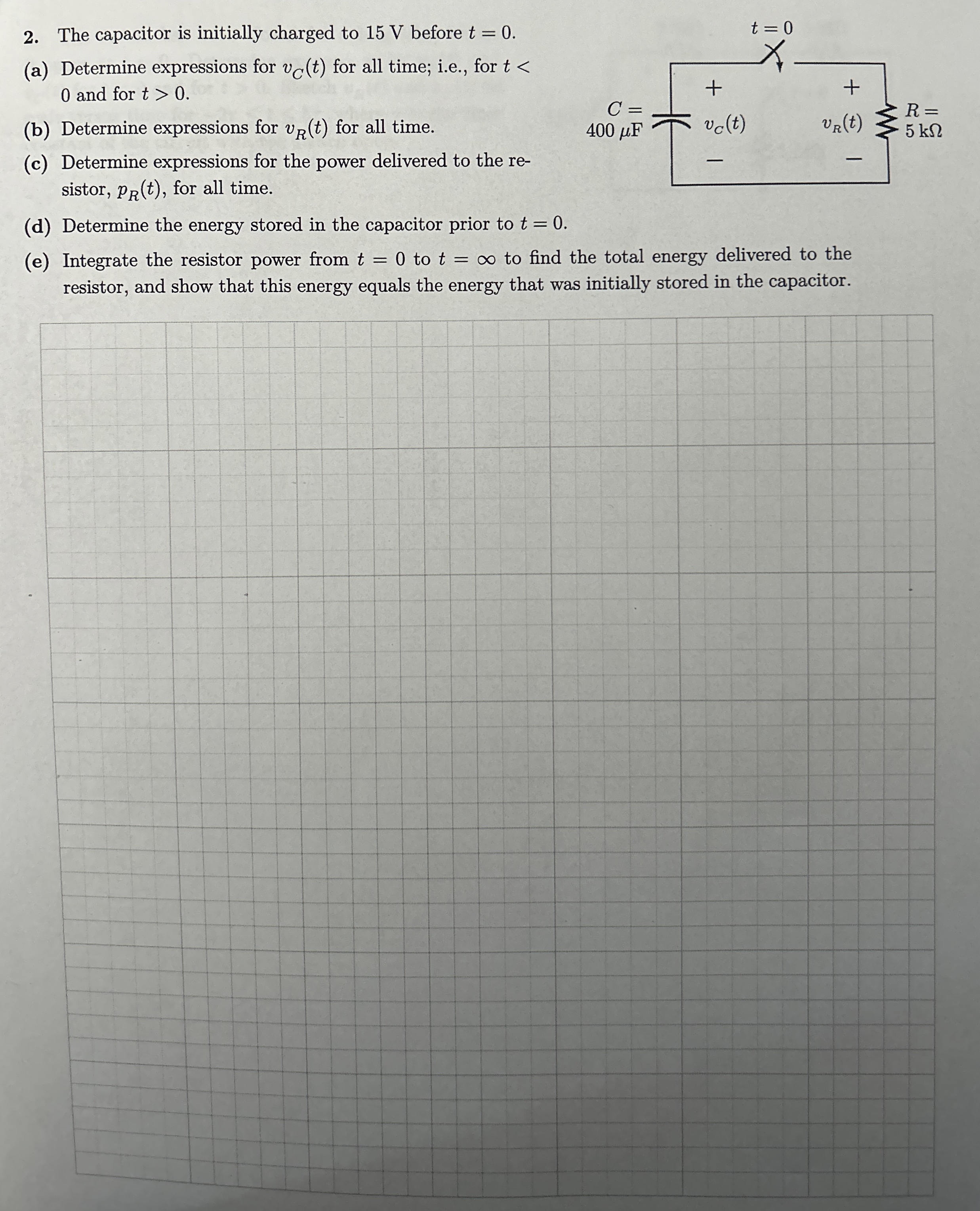 Solved The capacitor is initially charged to 15 ﻿V before | Chegg.com