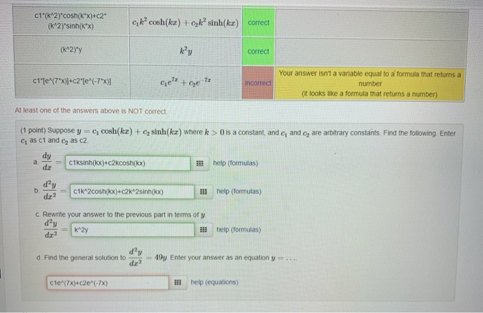 Solved c1"(K2)*cos(kx)+c2" (k 2) sin(kx) Clk cos(kx) + | Chegg.com