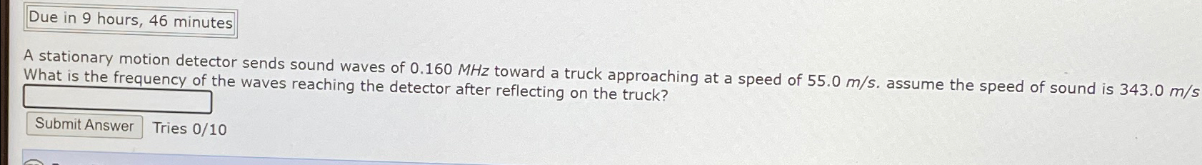 Solved Due in 9 ﻿hours, 46 ﻿minutesA stationary motion | Chegg.com